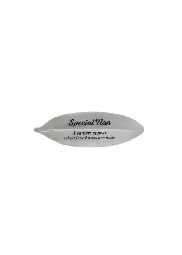 Nan - White Resin Memorial Feather Plaque - Feathers Appear When Loved ...